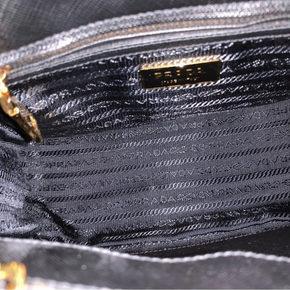 Prada | Bags | Prada Galleria Small Black Saffiano Leather Gold ...